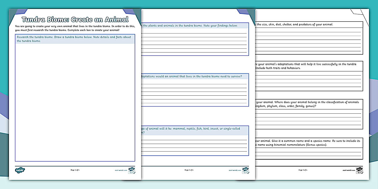 Tundra Biome: Create an Animal Project (teacher made)