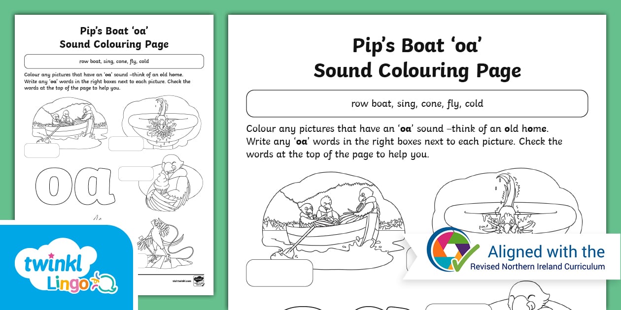 Pip's Boat 'oa' Sound Colouring Page (Teacher-Made) - Twinkl