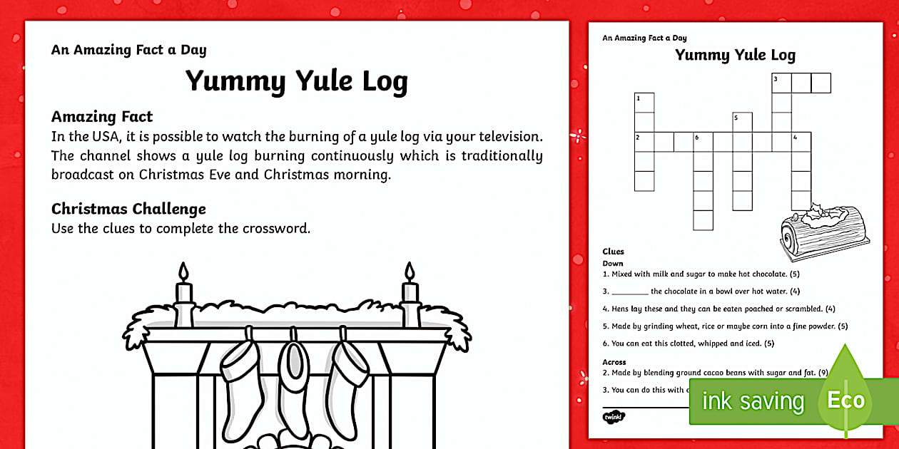 Yummy Yule Log Worksheet / Worksheet (teacher made) - Twinkl