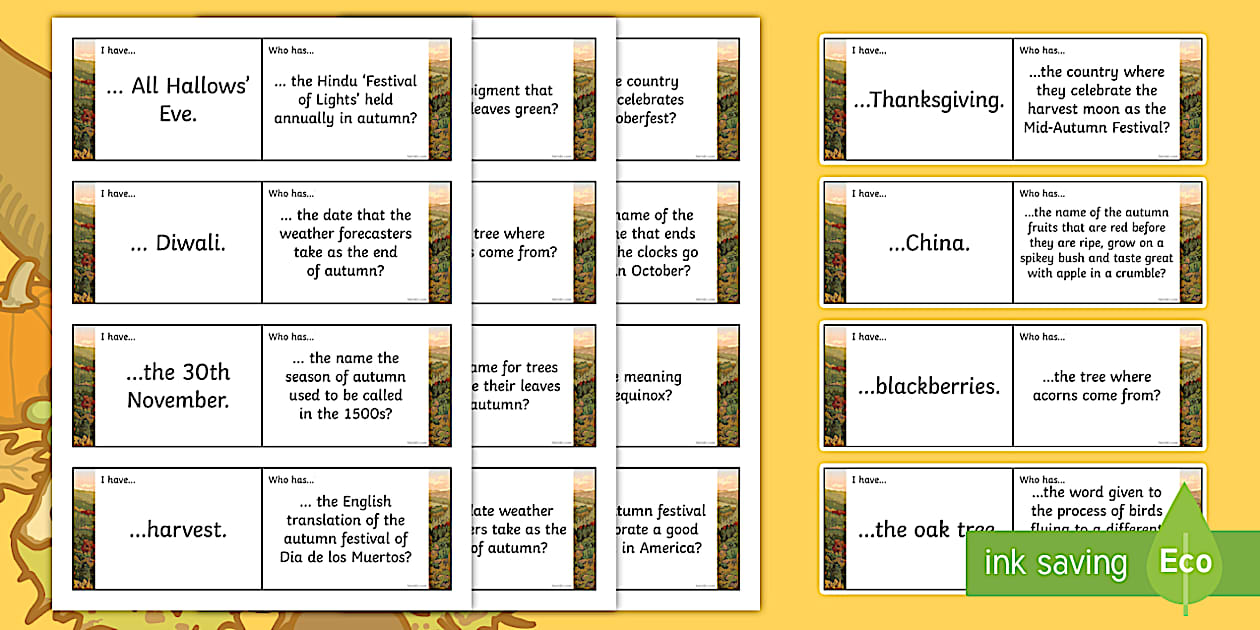 KS2 Autumn Loop Cards (Teacher-Made) - Twinkl