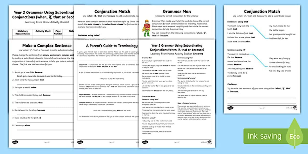 Subordinate Conjunctions KS1 | Activity Booklet - Twinkl