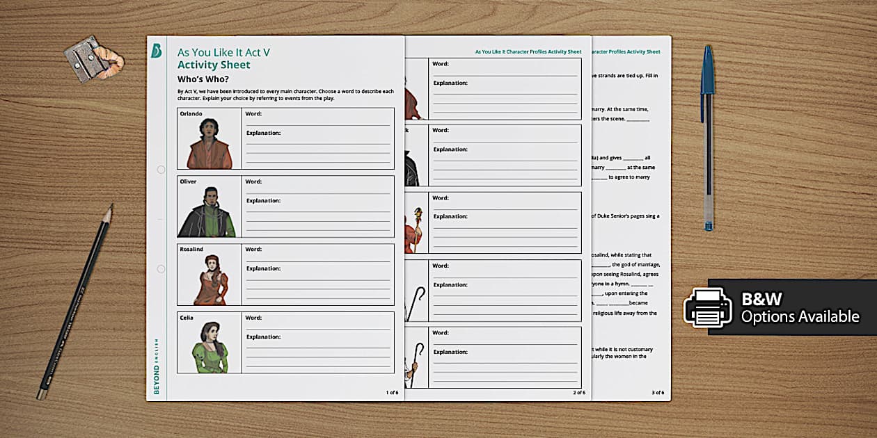 As You Like It Act V Activity (teacher made) - Twinkl