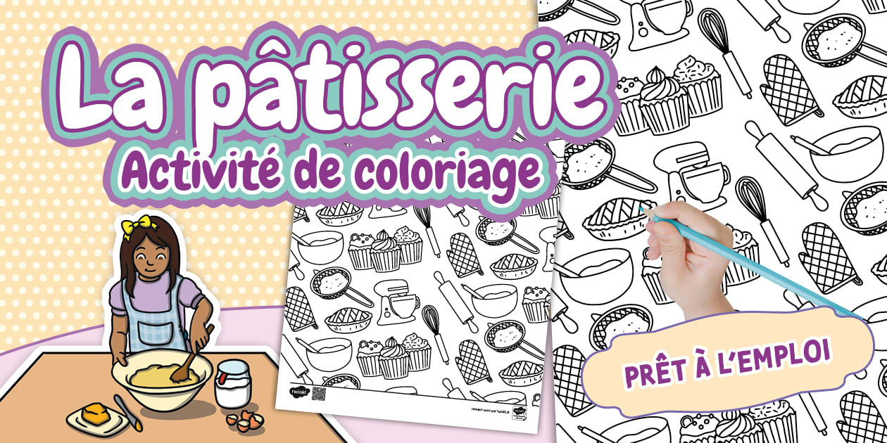 Activité de coloriage : La pâtisserie - Twinkl