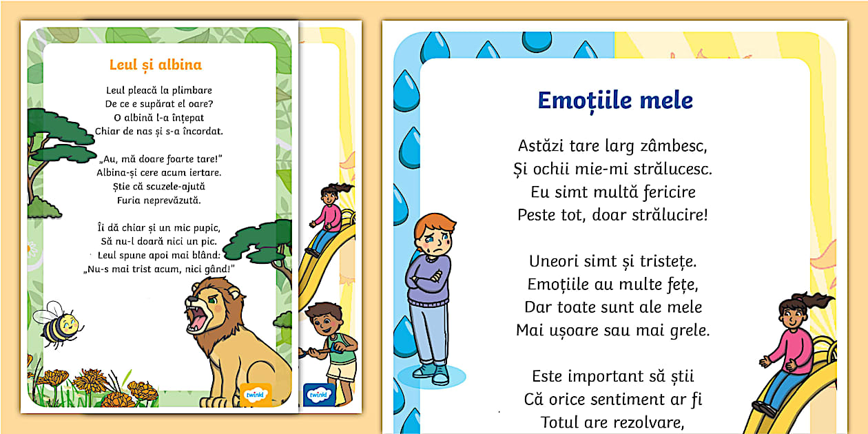 Emoții și sentimente – Poezii (Teacher-Made) - Twinkl