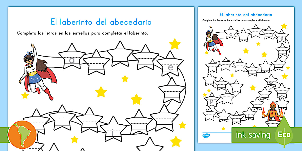 Ficha de actividad: El laberinto del abecedario - Twinkl