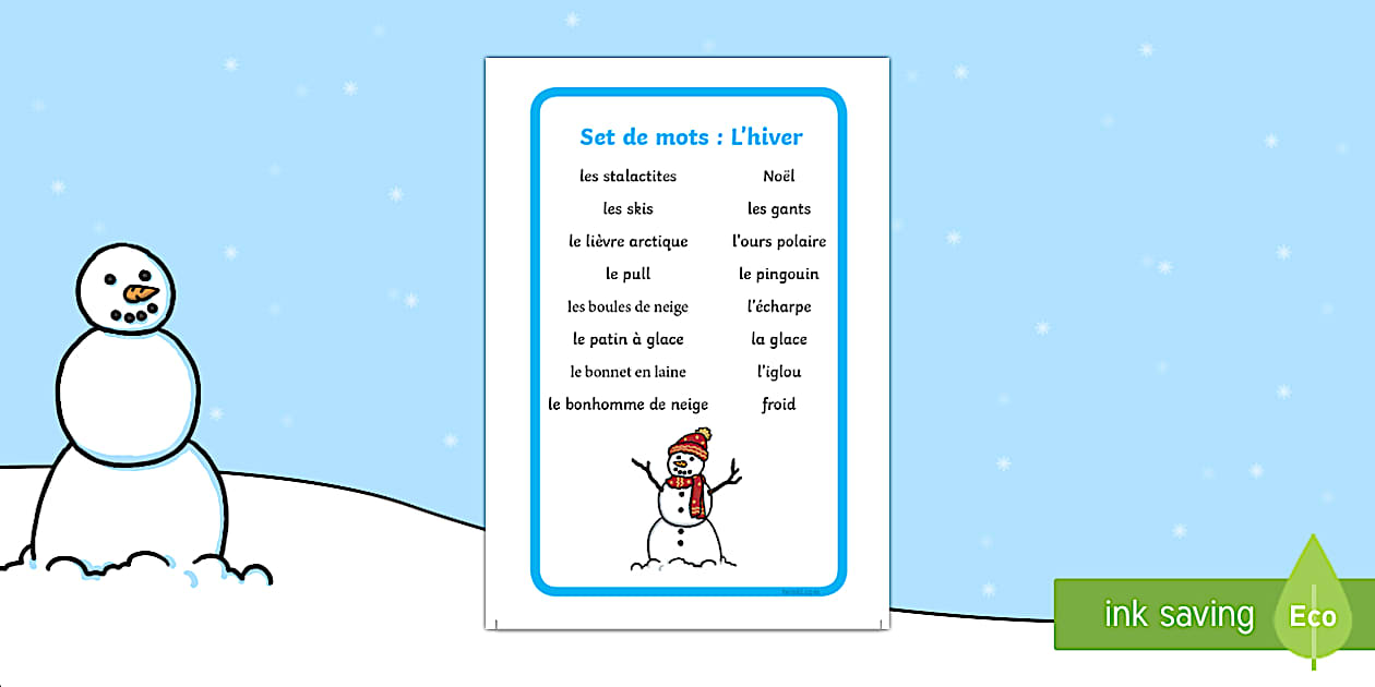 Set de mots: L'hiver (teacher made) - Twinkl