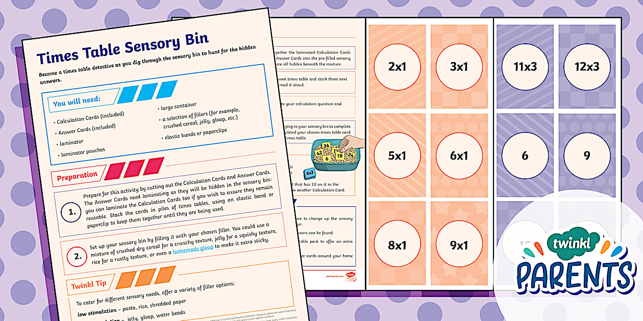 👉 SEND Maths Support: Times Table Sensory Bin (Year 4 Level)