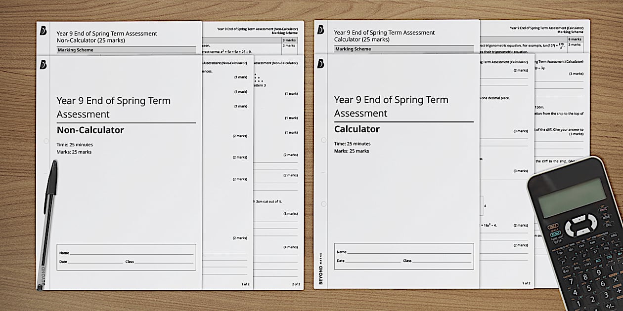 👉 Year 9 End of Spring Term Maths Assessment - Twinkl