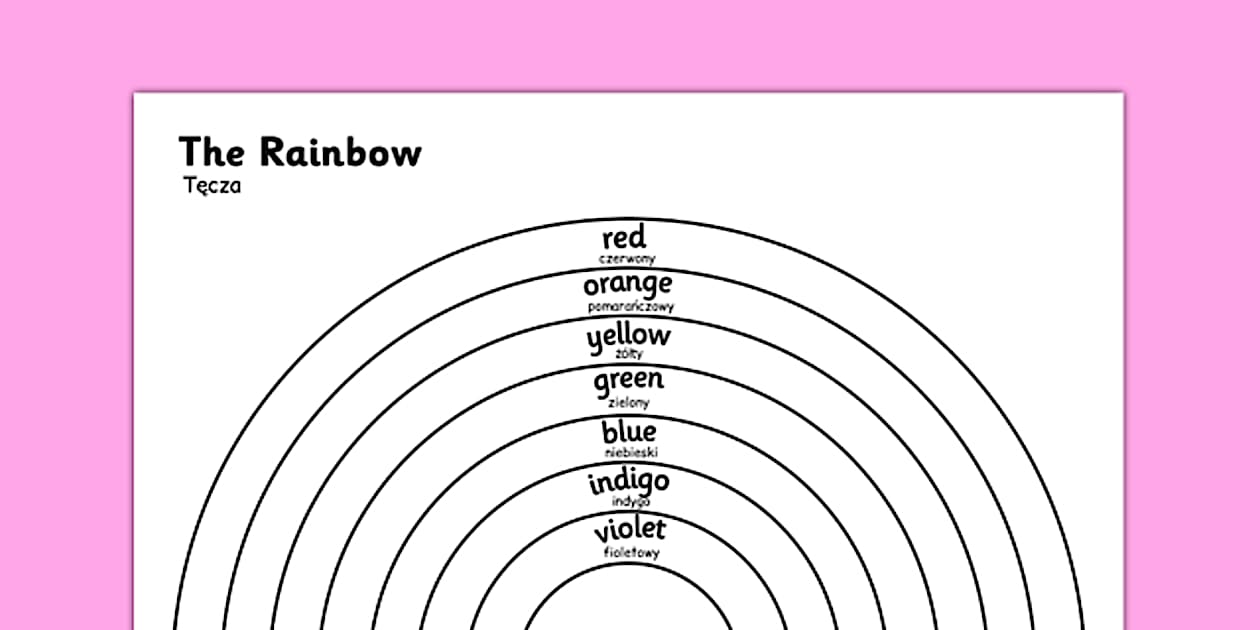 The Rainbow Colours Colouring Sheet Polish Translation