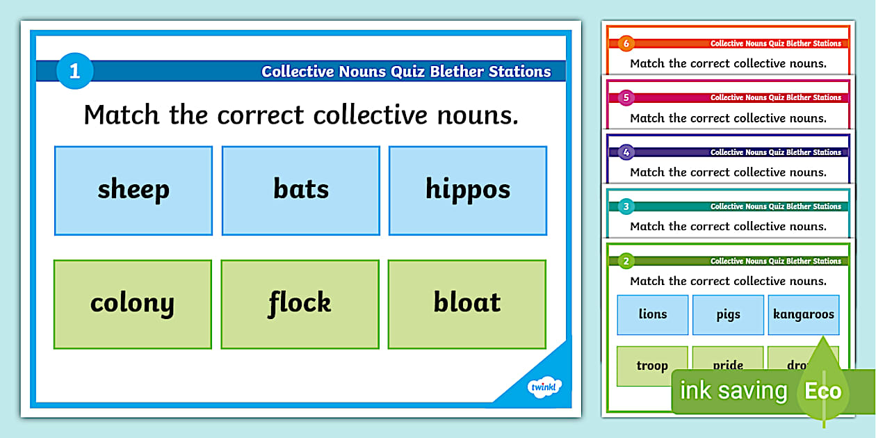 Collective Nouns Quiz Blether Stations (teacher made)