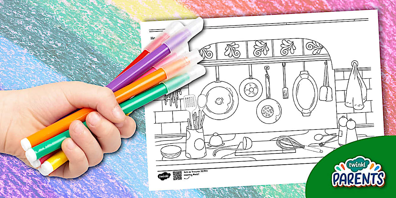 Cooking Utensils Colouring Page