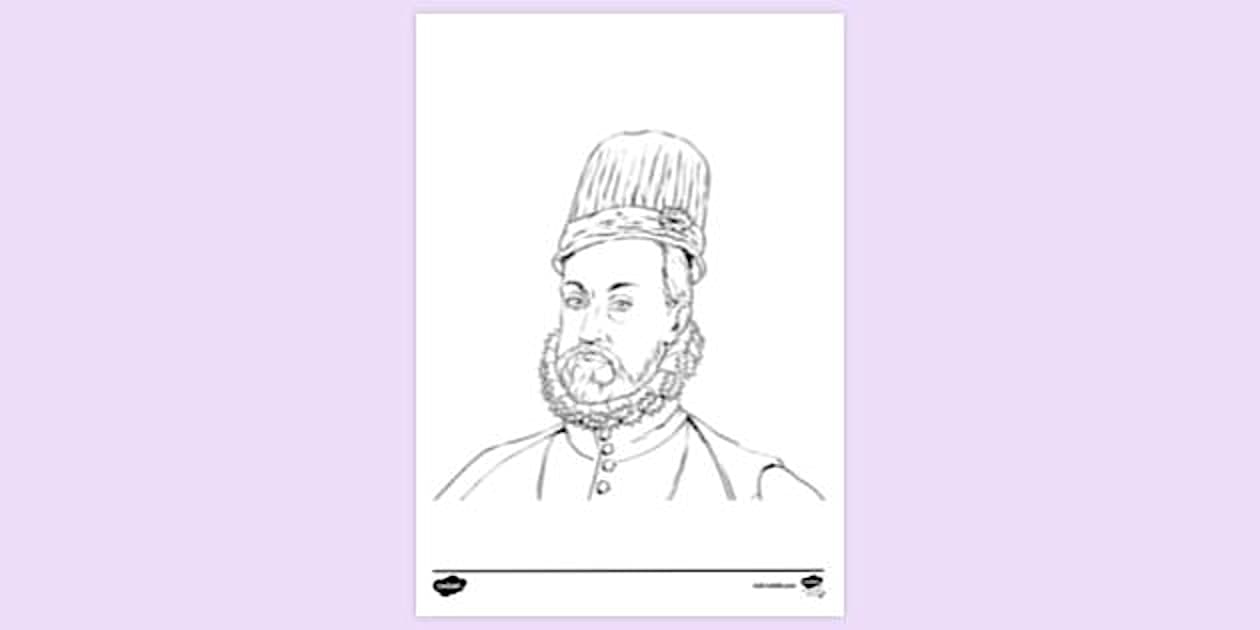 King Philip II of Spain Colouring Sheet