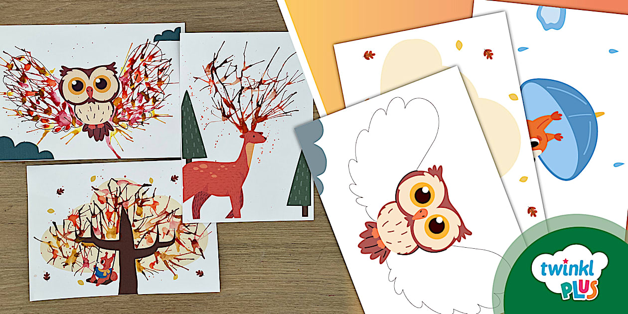 Autumn Themed Blow Painting (teacher made) - Twinkl