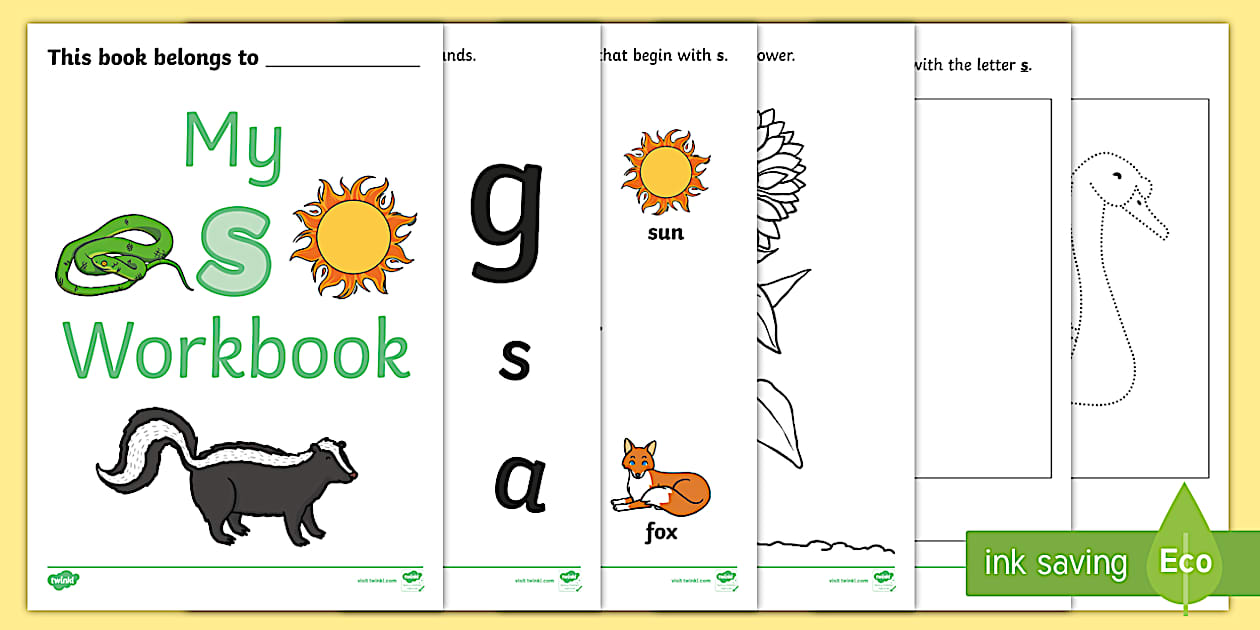 Black and White My 's' Workbook (teacher made) - Twinkl