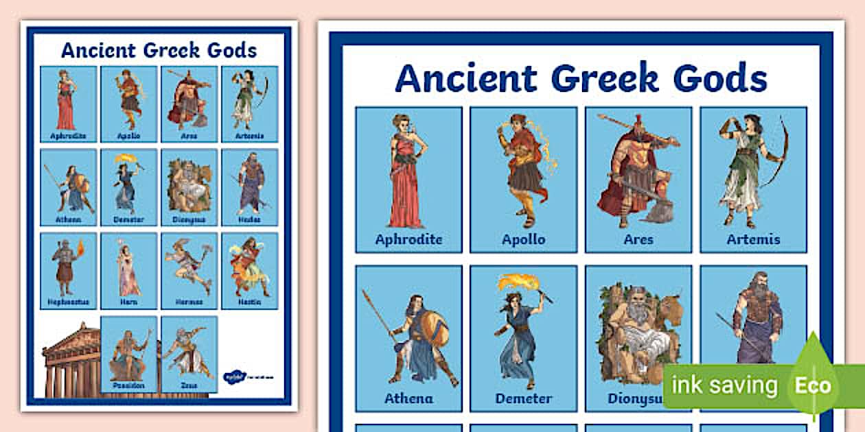 Cursive Ancient Greek Gods Vocabulary Poster (teacher made)