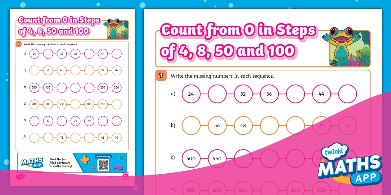 👉 Y3 Count in Steps of 4, 8, 50 and 100 Skill Safari Activity Sheet