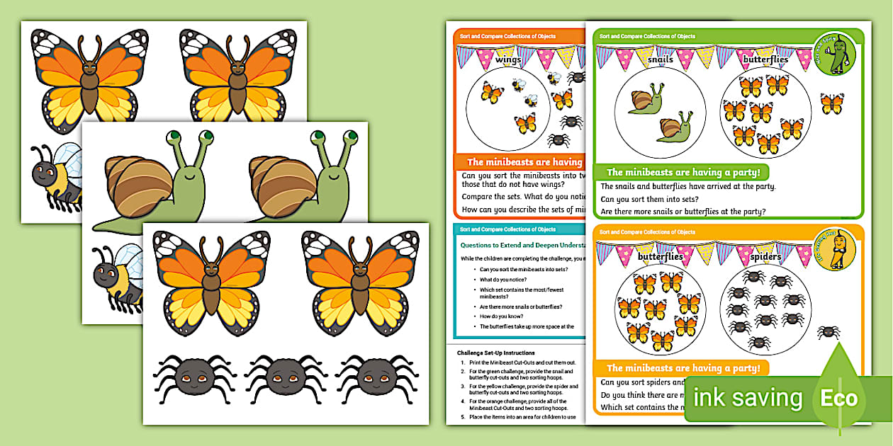 👉 EYFS Maths Sorting and Comparing Challenges: Minibeast Party