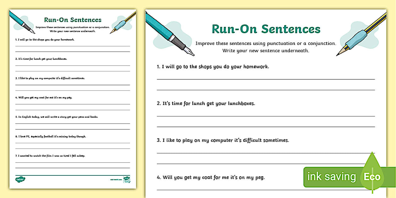 Run-On Sentences Activity (teacher made) - Twinkl