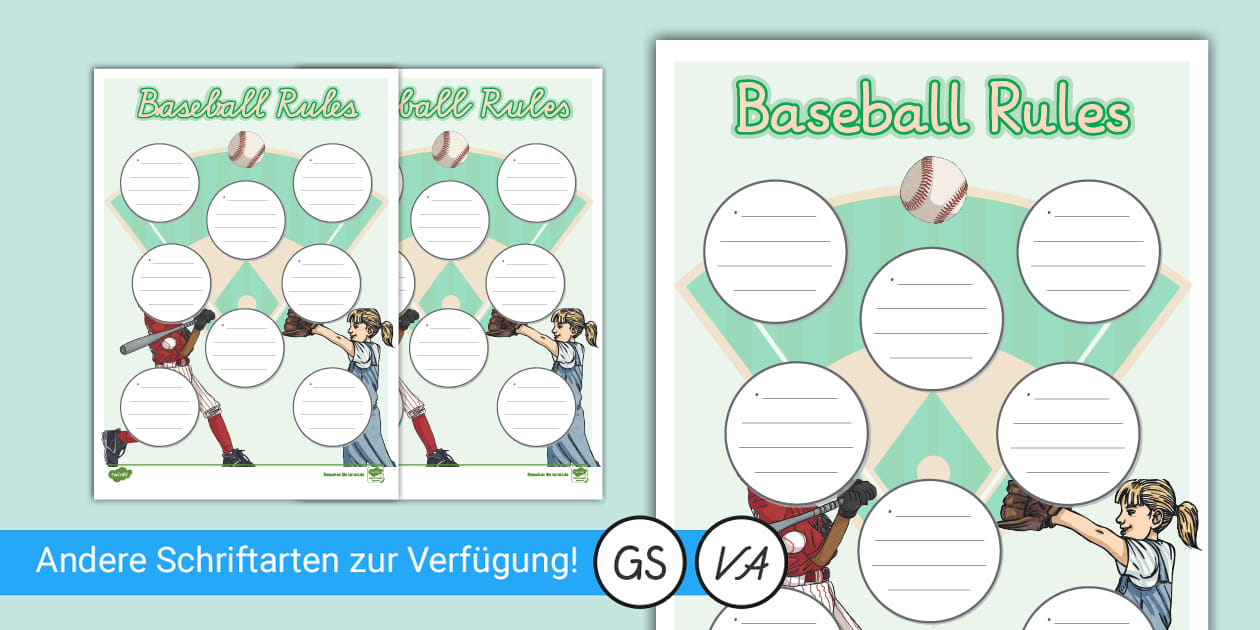 Baseballregeln - Schreibvorlage (teacher made) - Twinkl