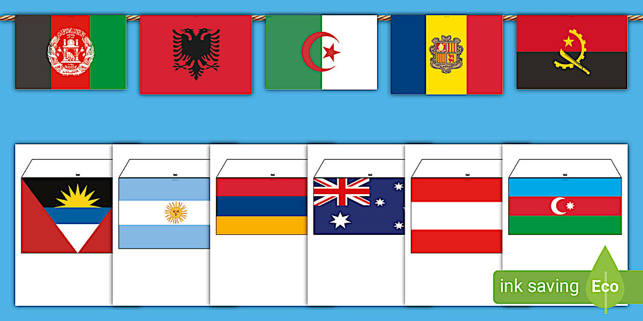 United Nations Countries' Flags Bunting | Grades 2 - 6 | Twinkl