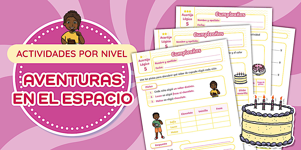 Ficha de actividad: Juegos de lógica de cumpleaños usando cuadros de doble