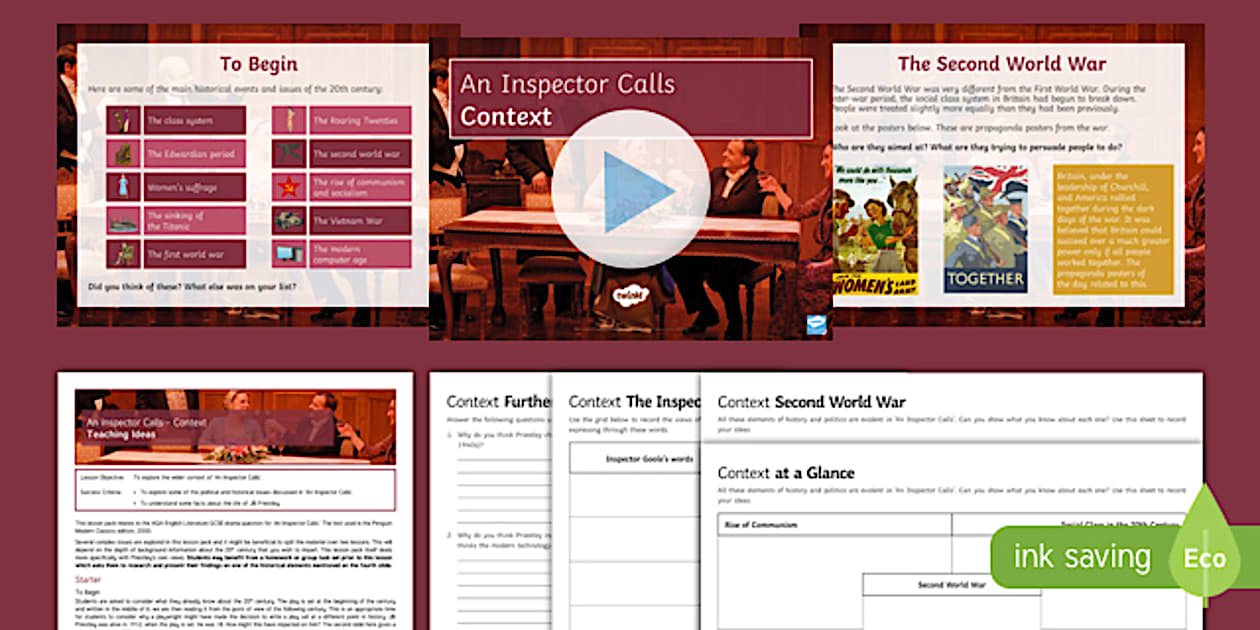 GCSE An Inspector Calls Context Lesson Pack - Twinkl