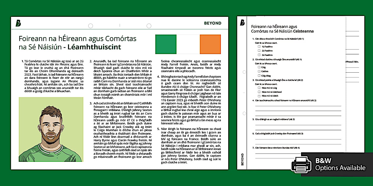 Foireann na hÉireann agus Comórtas na Sé Náisiún Léamhthuiscint