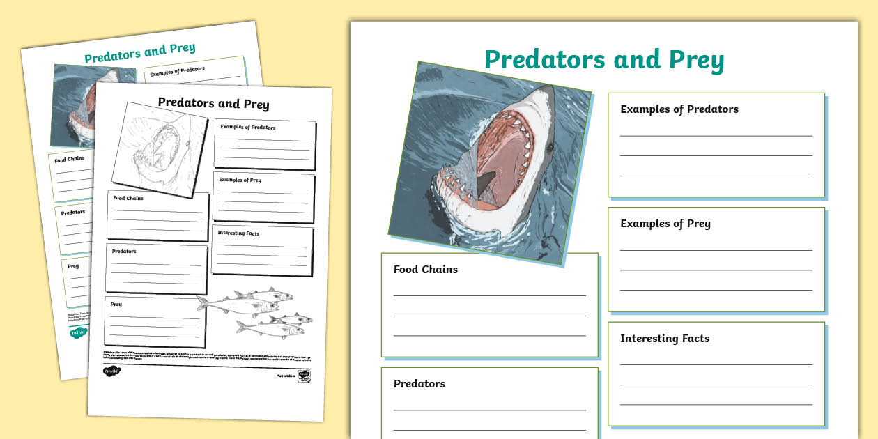 Predators and Prey Fact File Template (teacher made)