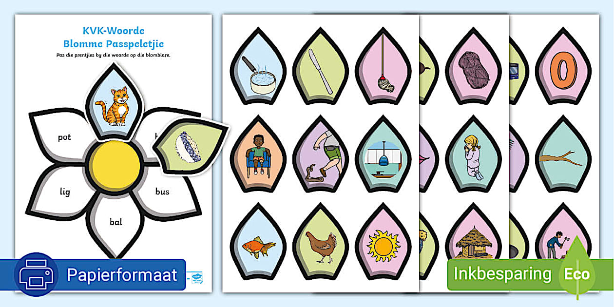 KVK-Woorde Blomme Passpeletjie (teacher made) - Twinkl