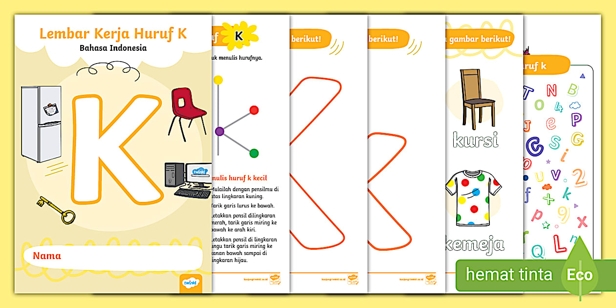 Booklet Menulis Huruf Alfabet 'K' Bahasa Indonesia - Twinkl