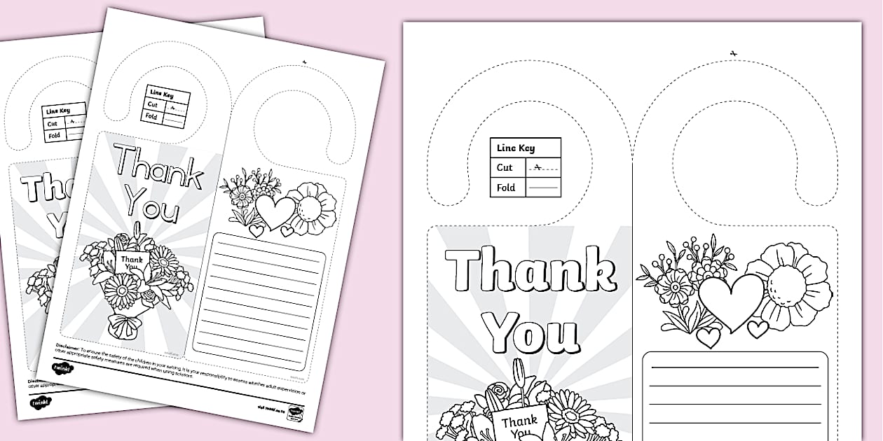 Thank You Door Hanger Worksheet (teacher made) - Twinkl