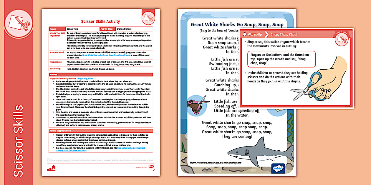 Fine Motor Skills Scissor Skills Activity: Shark Adventure