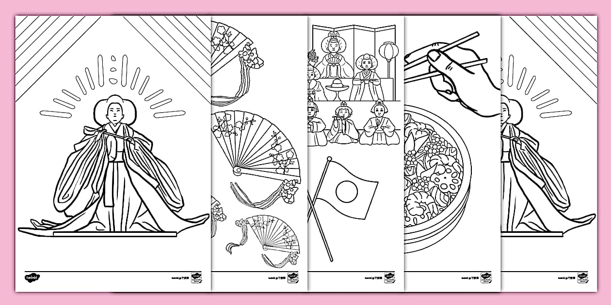 Hinamatsuri Coloring Sheets (teacher made) - Twinkl