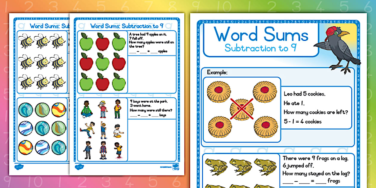 Grade R Word Problems: Subtraction Sums to 9 - Twinkl