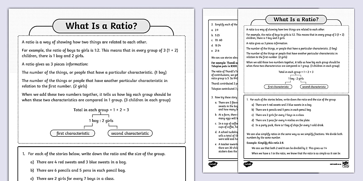 Ratio Word Problems I Resource I Twinkl ZA (teacher made)