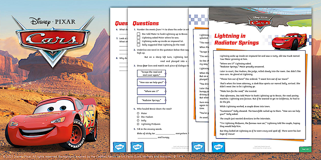 Cars: Reading Comprehension [Ages 7-9] - Twinkl