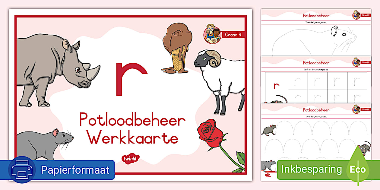 Graad R Klanke Potloodbeheer Werkkaarte r - Twinkl