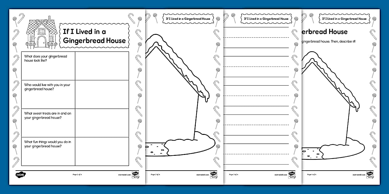 If I Lived in a Gingerbread House Writing Activity Worksheet K-2nd