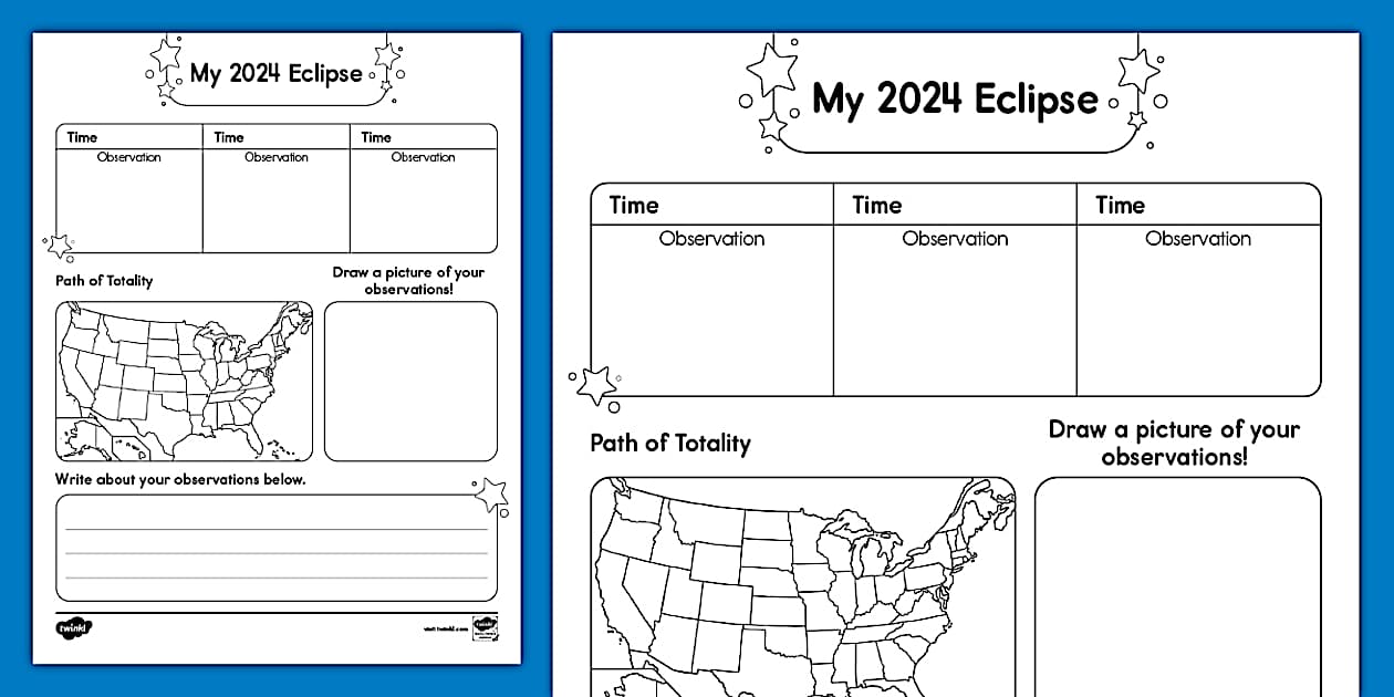 My 2024 Eclipse Observation Worksheet (teacher made)