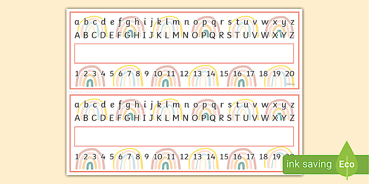 Muted Rainbow Themed Number and Alphabet Strips - Twinkl