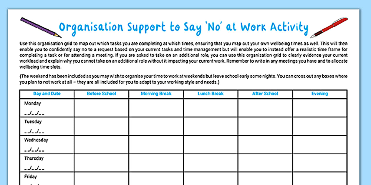 Organisation Support to Say 'No' at Work | Twinkl Life