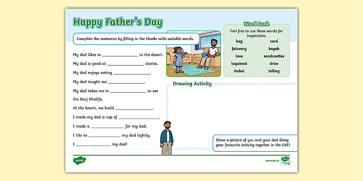 UAE Father Day Writing Activity (teacher made) - Twinkl