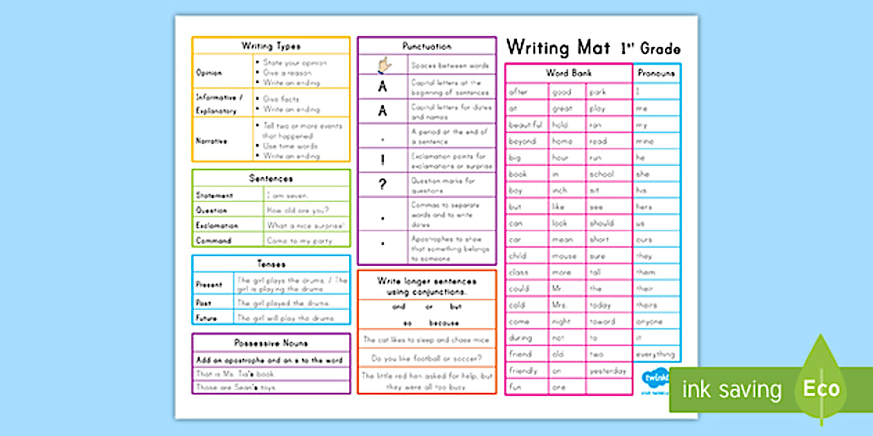 First Grade Writing Mat (teacher made) - Twinkl