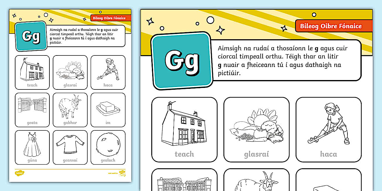 Bileog Oibre Fónaice G (teacher made) - Twinkl