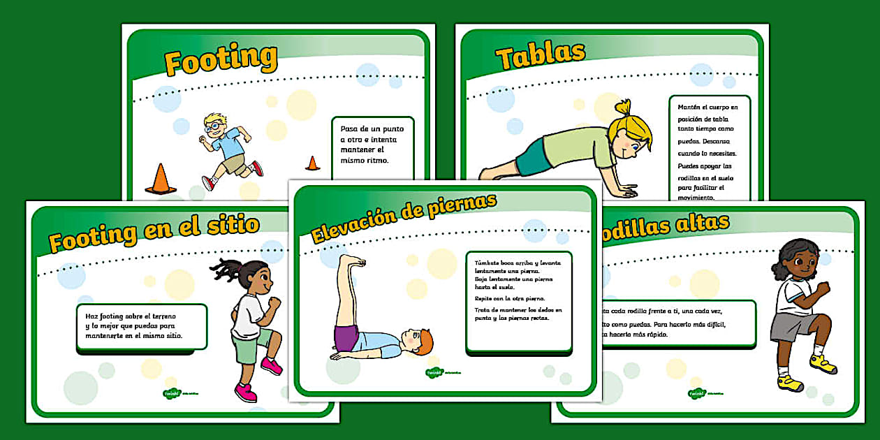 Tarjetas de actividad: Ejercicios para Educación Física