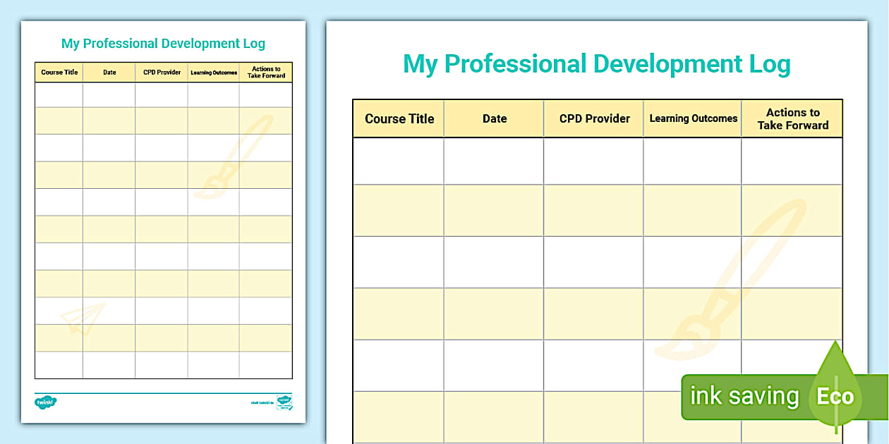 Early Years Professional Development Log (teacher made)