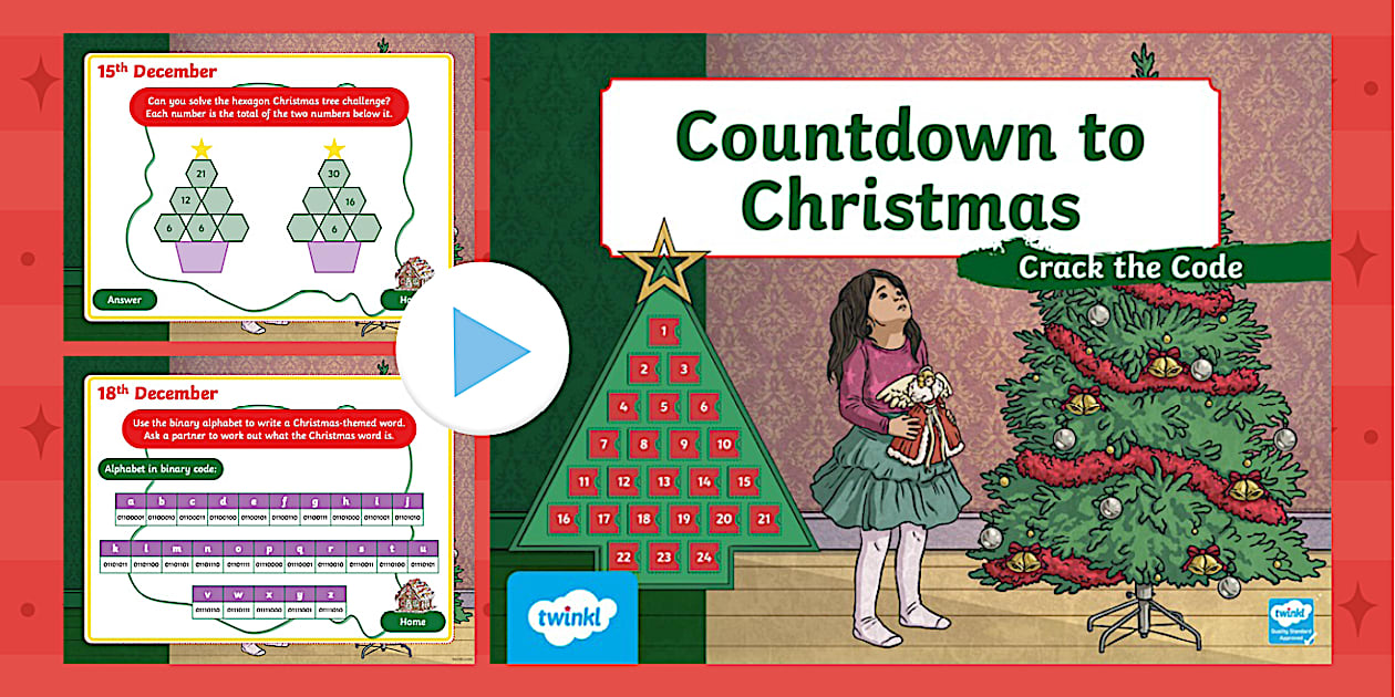 Countdown to Christmas Crack the Code-KS2-Computing - Twinkl
