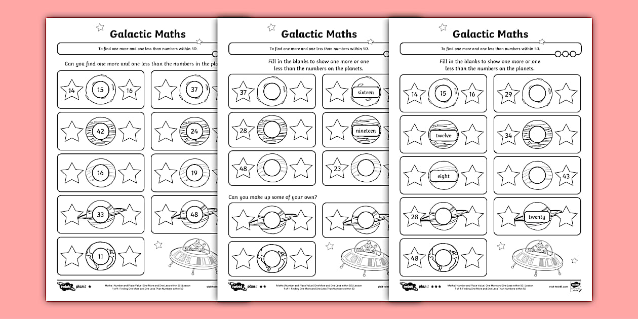 👉 One More One Less Year 1 Maths Differentiated Worksheet