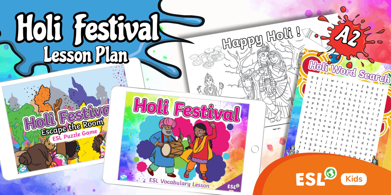 Kids' A2 ESL Holi Lesson Plan