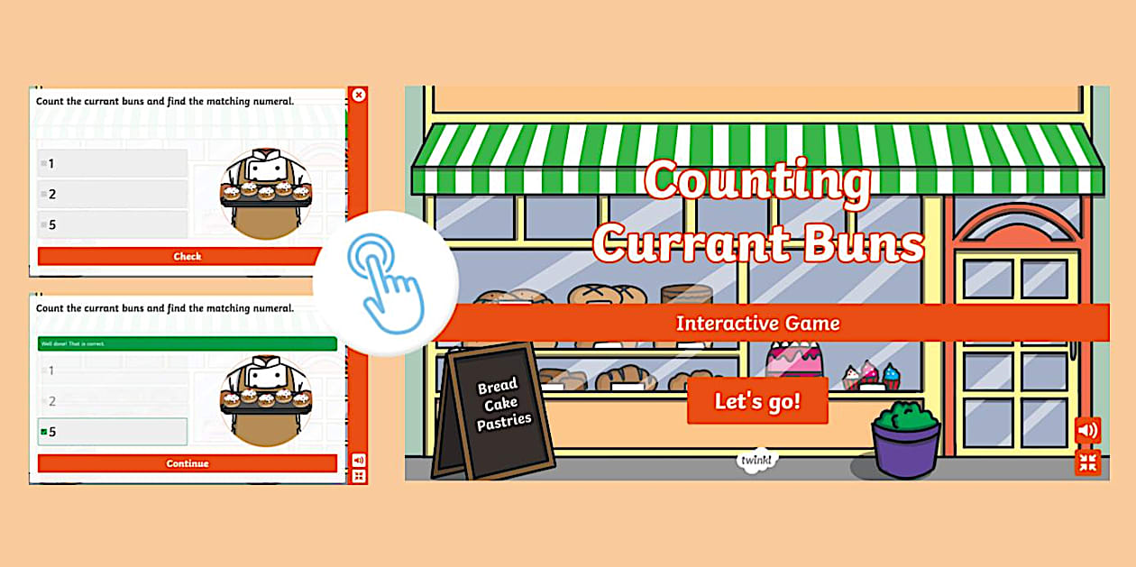 👉 EYFS Counting Currant Buns Interactive Game | Twinkl
